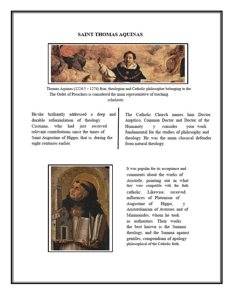 Saint Thomas Aquinas | PDF | Thomas Aquinas | Theology