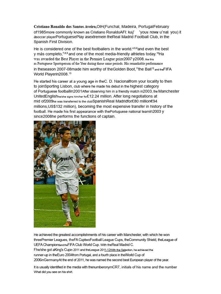 Cristiano Ronaldo: Career Overview | PDF | Portugal | English Football ...