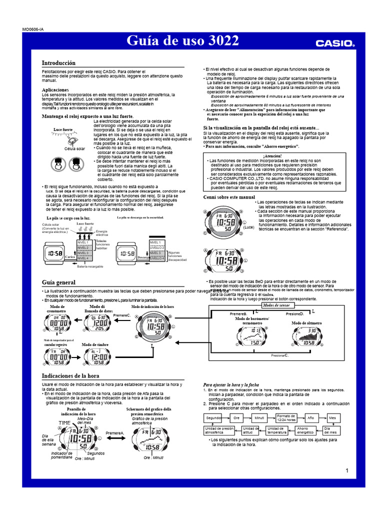 Manual de uso - Casioprotrek Prg 100 | PDF | Altímetro | Pascal (Unidad)