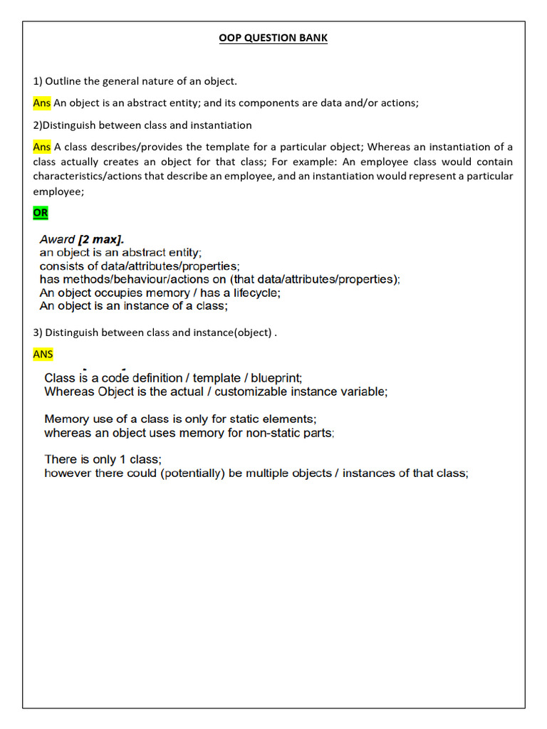 OOP Concepts and Advantages Explained | PDF | Class (Computer Programming) | Method (Computer ...