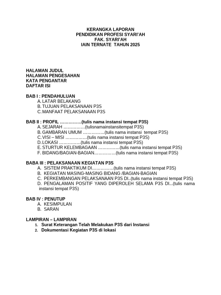 Panduan Laporan P3S | PDF