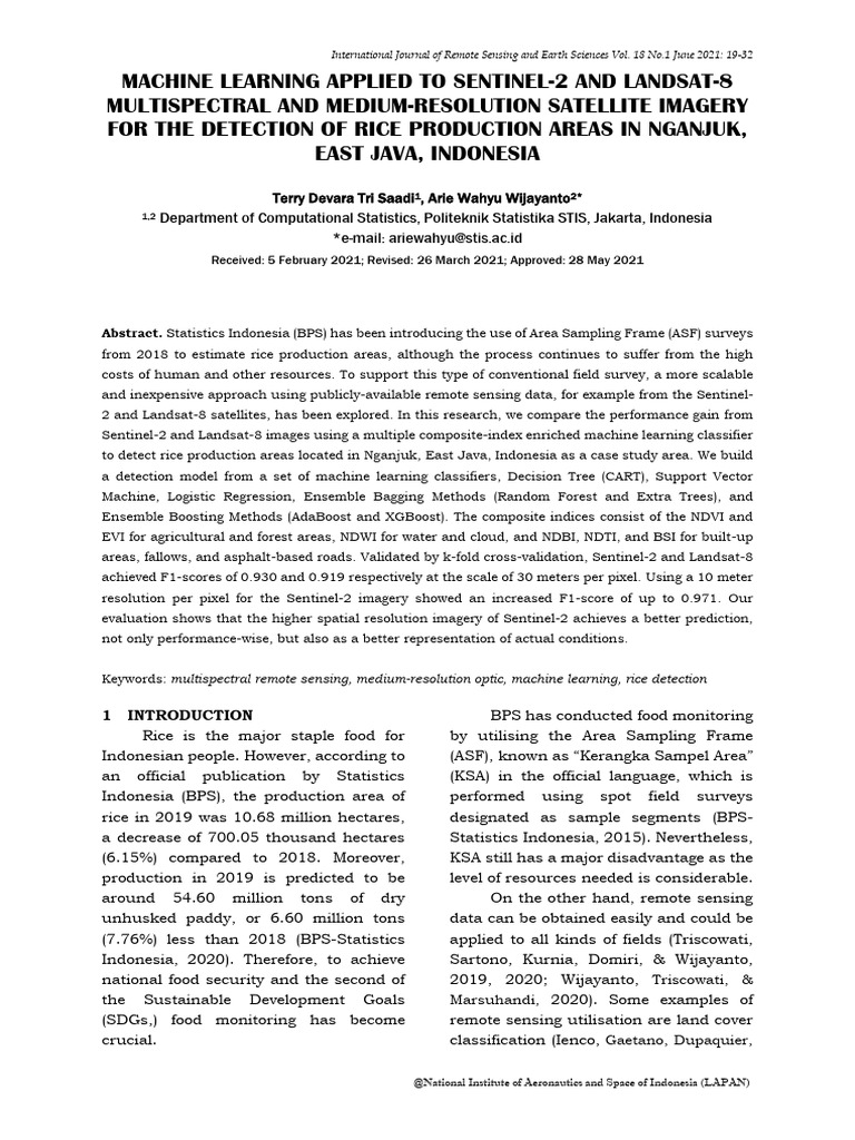 Machine Learning Applied To Sentinel-2 and Landsat-8 | PDF | Applied Mathematics | Machine Learning