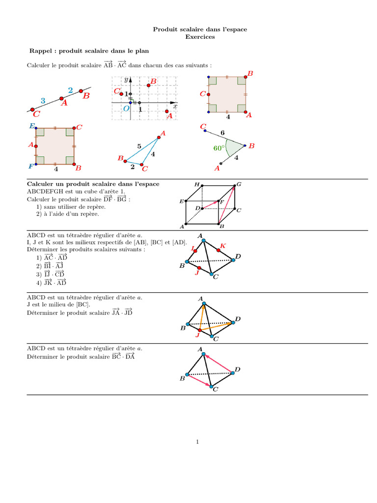 Produit scalaire et exercices en espace | PDF | Angle | Géométrie