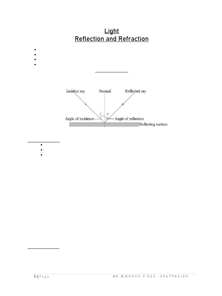 Light | PDF | Refraction | Reflection (Physics)