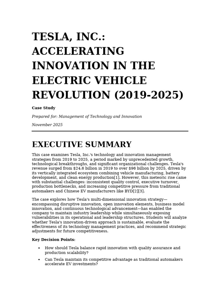 Tesla's Innovation Strategy (2019-2025) | PDF | Electric Vehicle | Vehicles