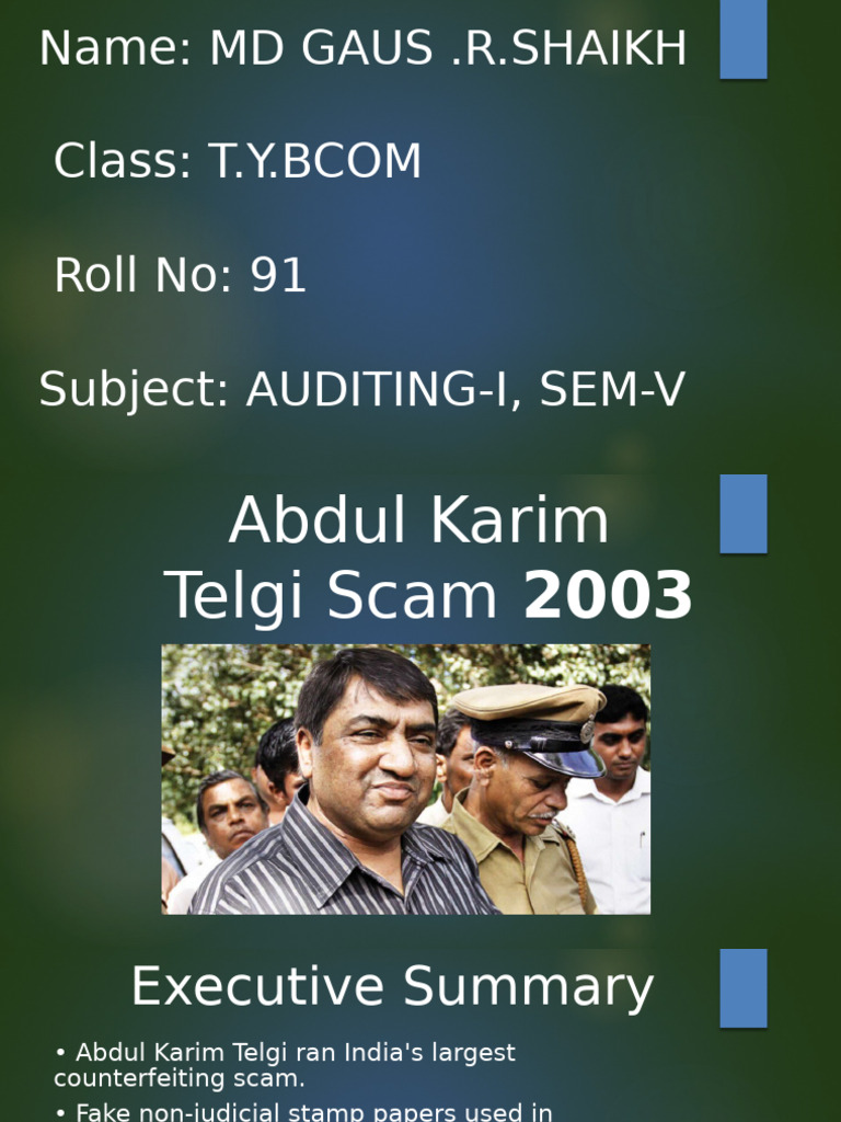 Abdul Telgi Scam Presentation | PDF