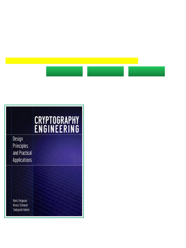 Cryptography Engineering Design Principles and Practical Applications Niels Ferguson Bruce ...