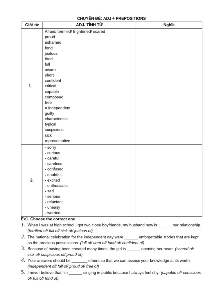 b3 15.1 Adj Prepositions of About | PDF