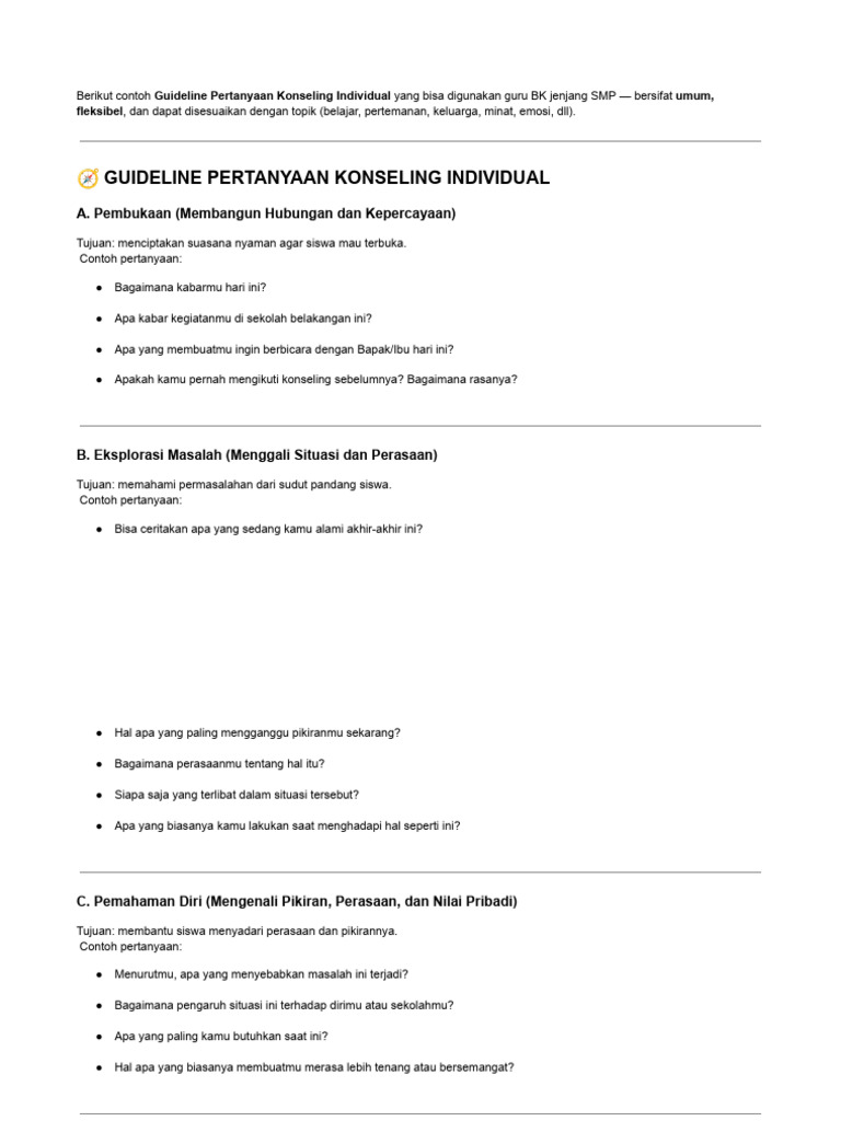 Guideline Konseling Individual | PDF