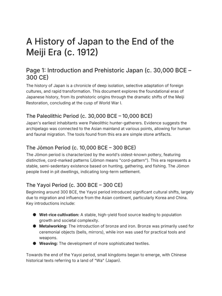 A History of Japan To The End of The Meiji Era (C. 1912) | PDF | Shogun ...