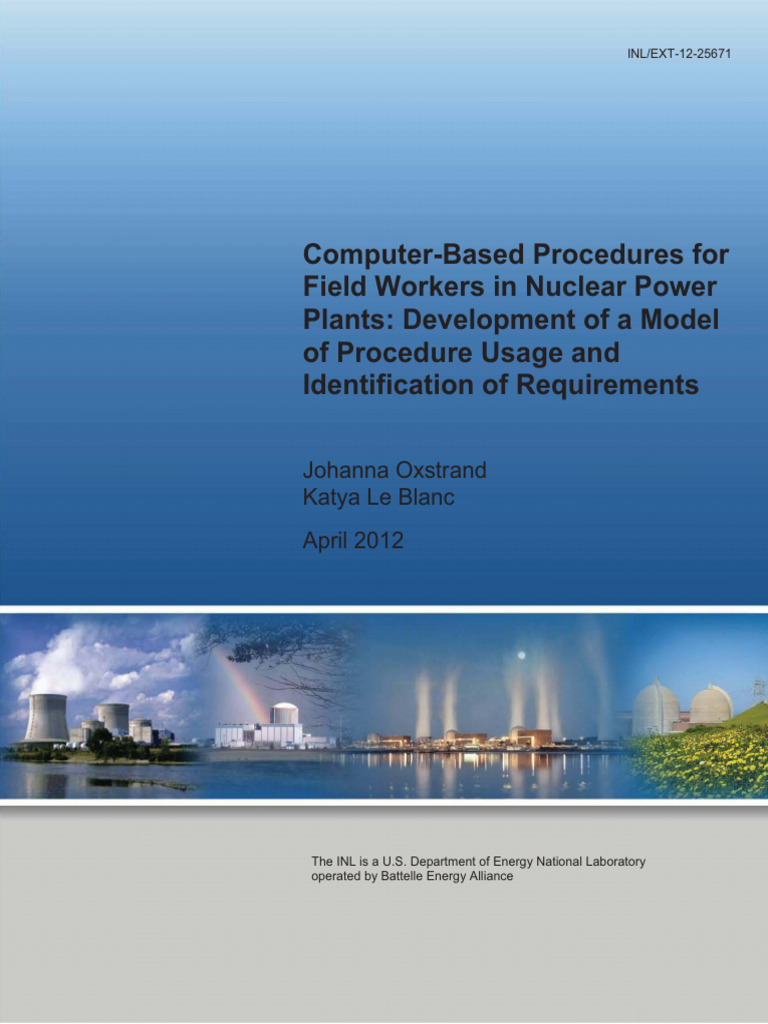 Computer-Based Procedures for Nuclear Field Workers | PDF | Usability ...