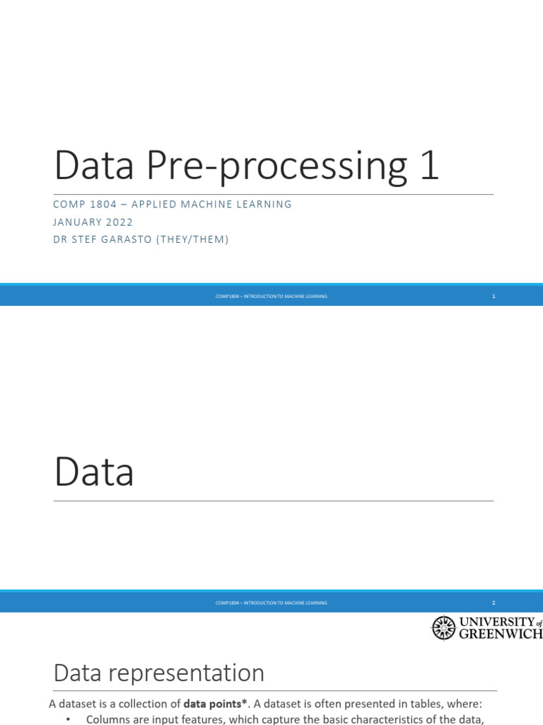 Lecture2 Comp1804 Data Preprocessing1 | PDF