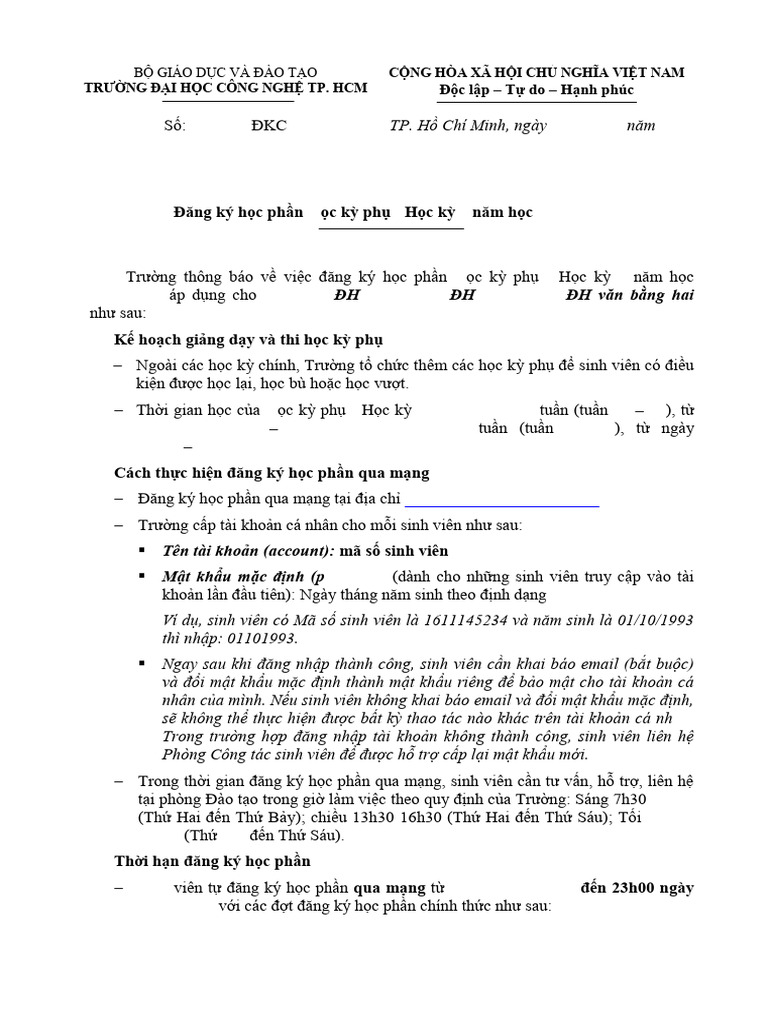 67409tb Dang Ky Hoc Phan HK Phu - hk1 2025 2026 | PDF