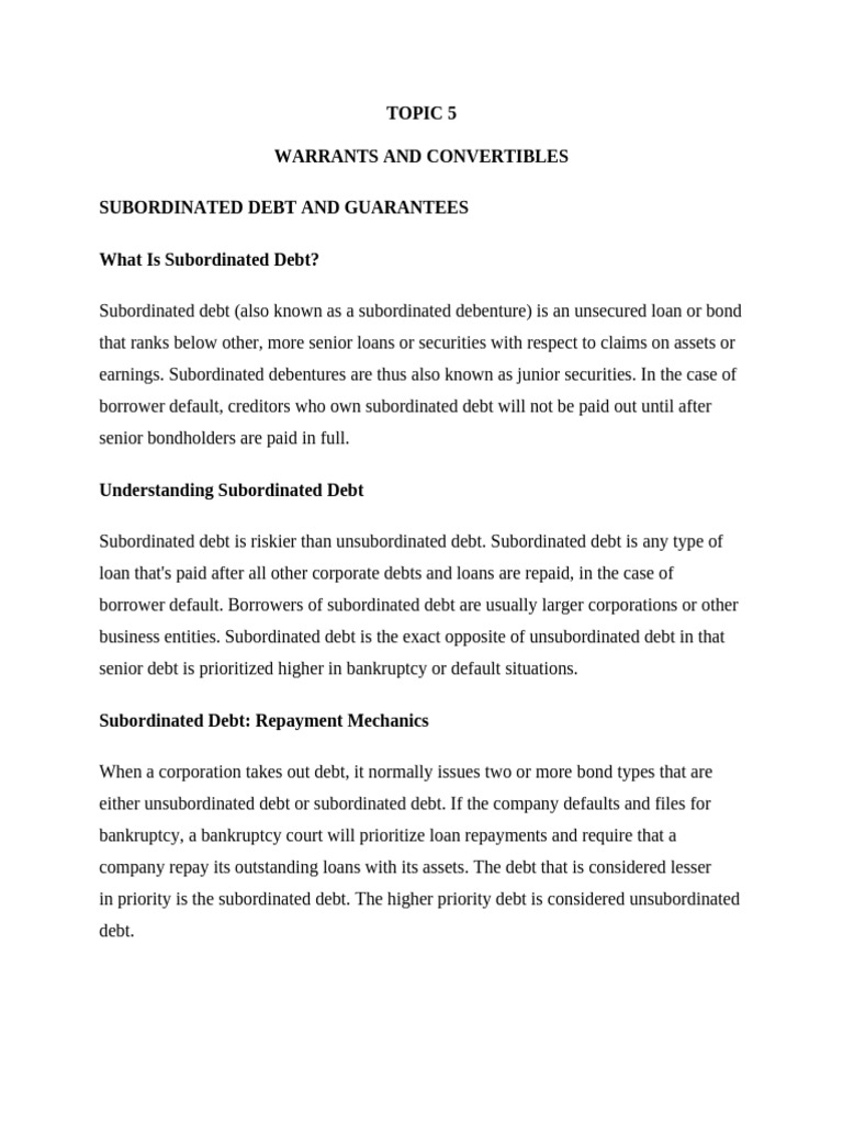 TOPIC 5 Warrants and Convertibles | PDF | Futures Contract | Derivative ...
