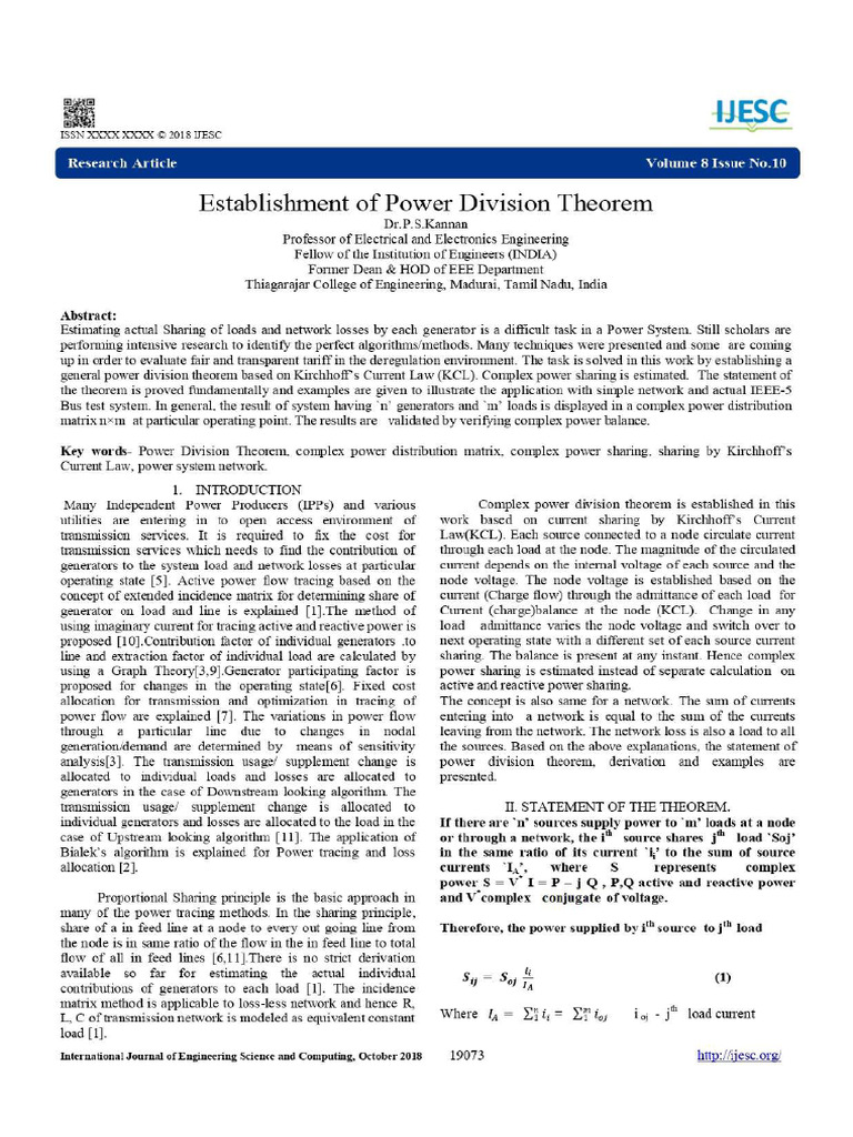 Power Division Theorem in Power Systems | PDF | Electric Power ...