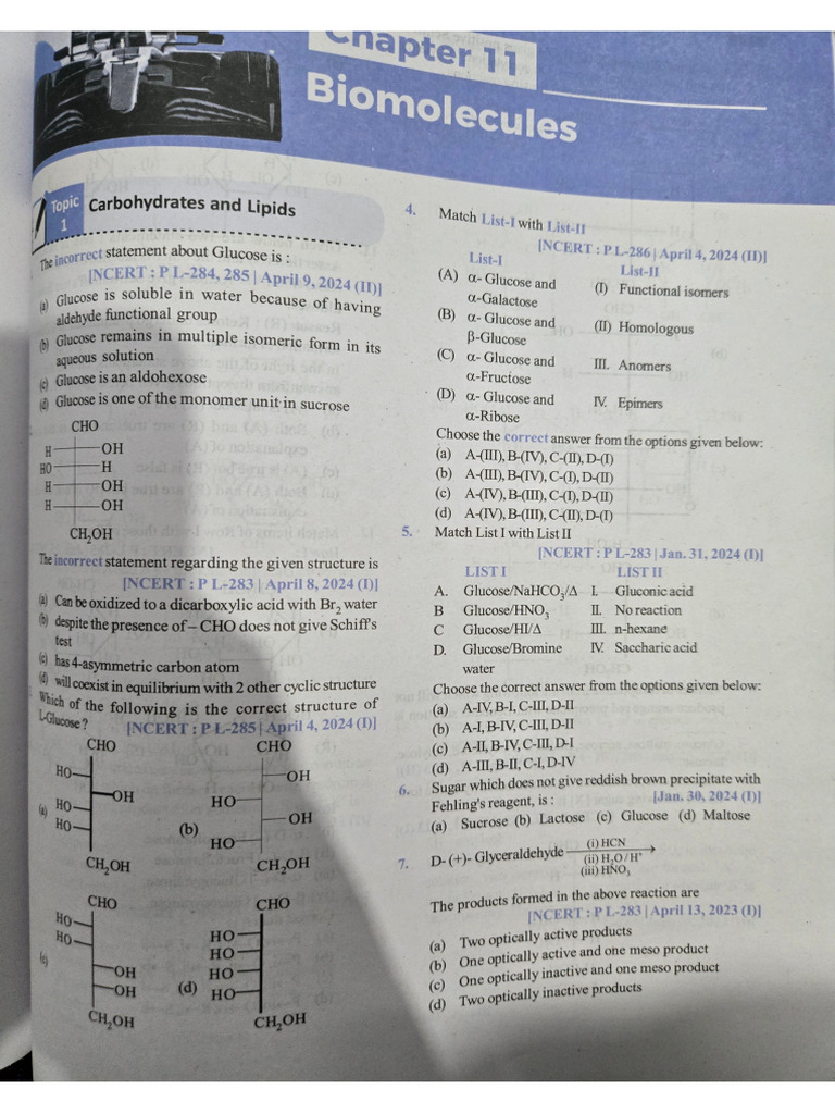 Biomolecules - Jee Mains | PDF