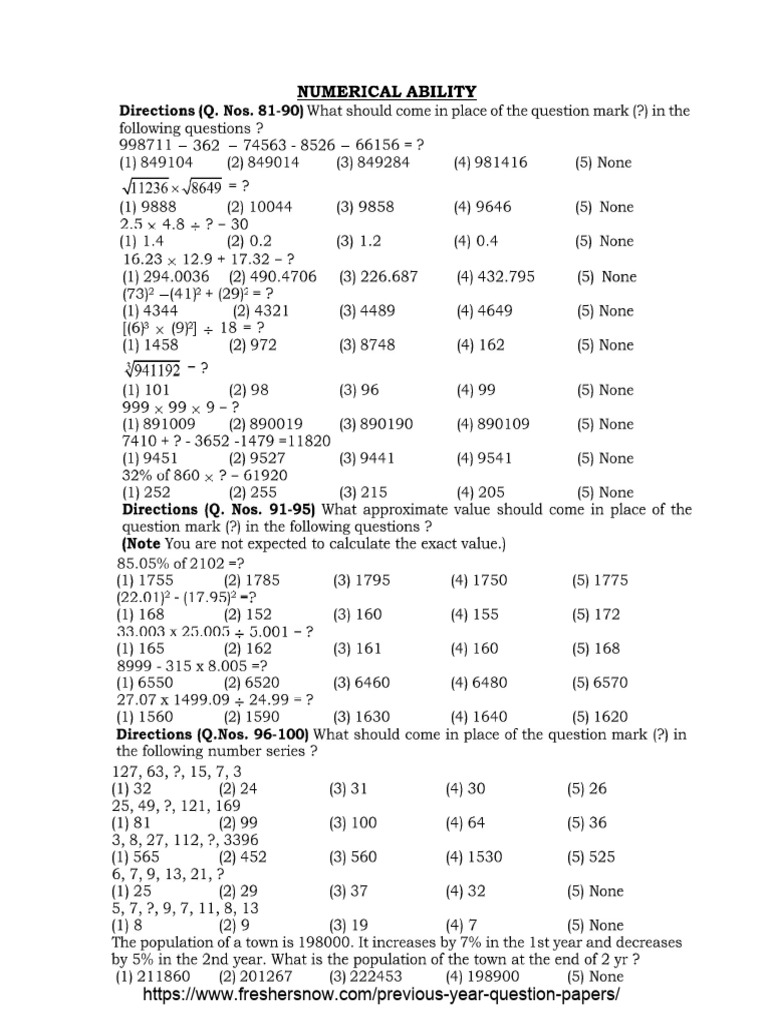 CCRAS Group C LDC, UDC Numerical Aptitude Old Question Paper | PDF