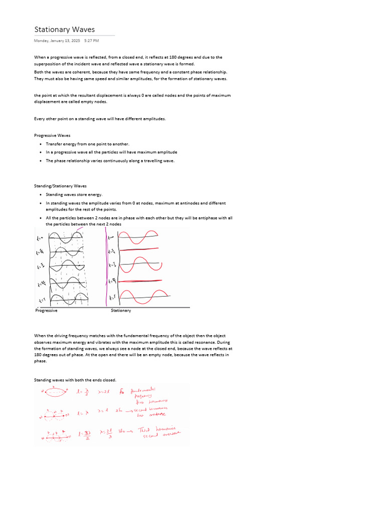 Stationary Waves Pdf