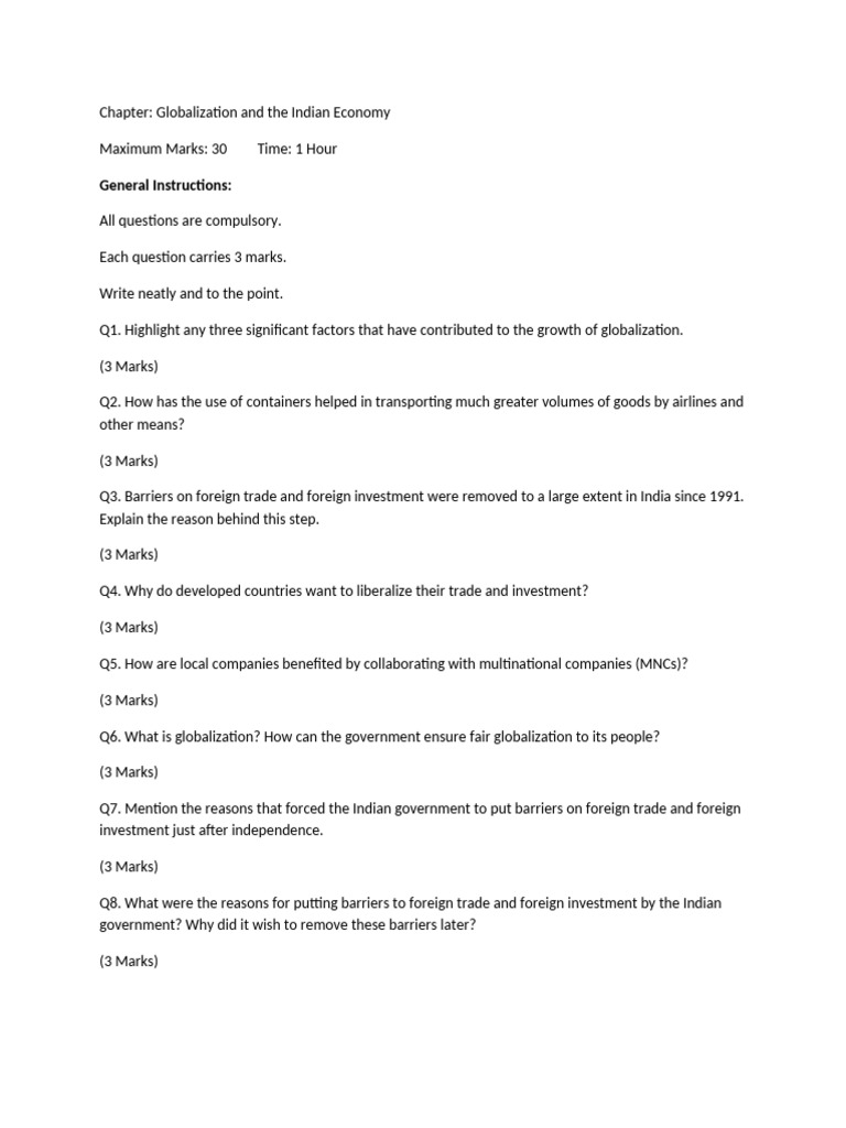 Revision Worksheet ECONOMICS | PDF