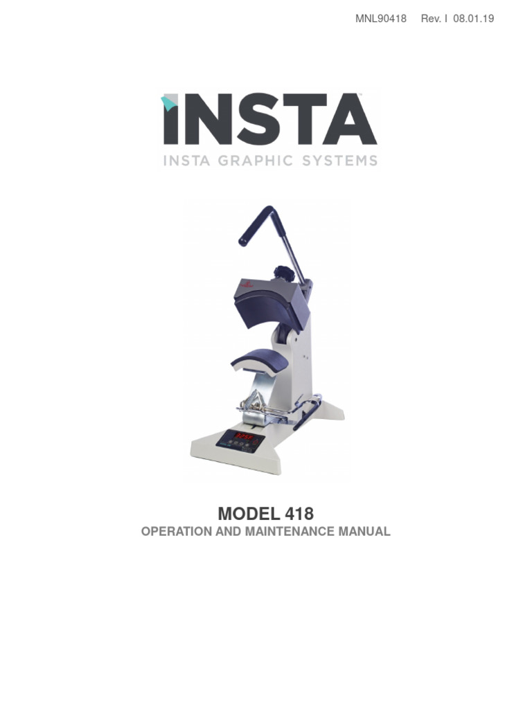 Insta 418 Manual | PDF | Screw | Silicone