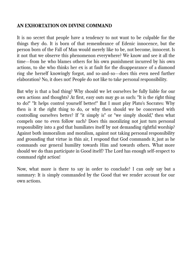 Embracing Divine Command for Responsibility | PDF