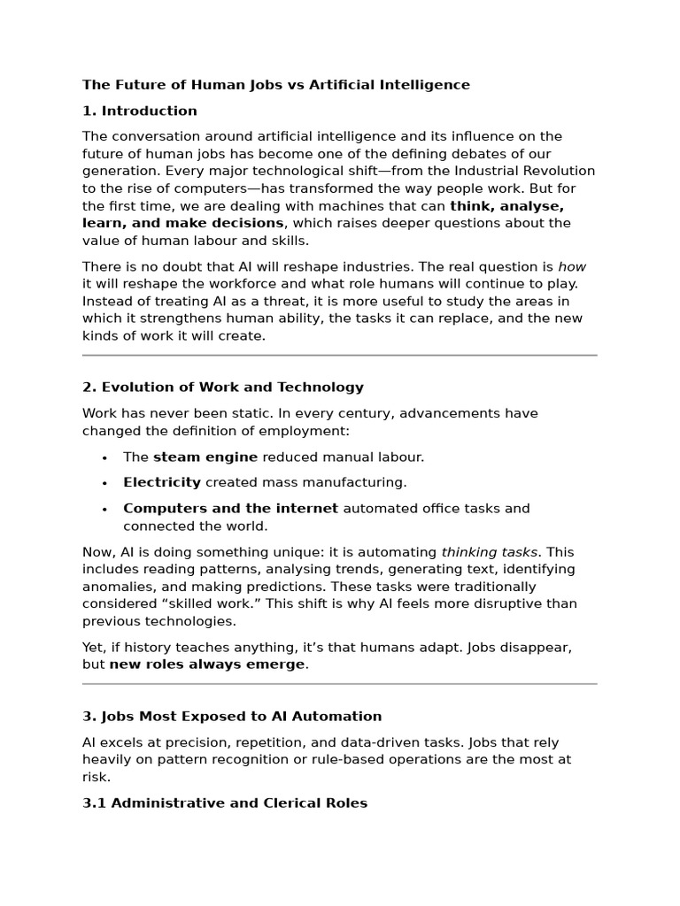 The Future of Human Jobs Vs Artificial Intelligence | PDF | Artificial ...