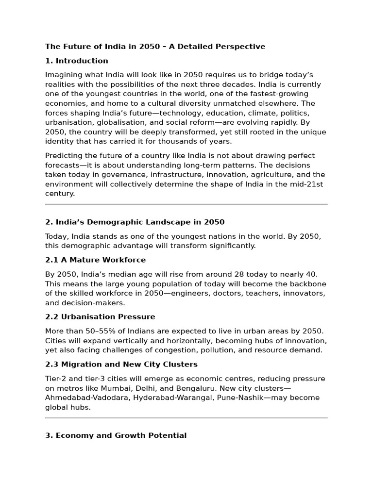 The Future of India in 2050 | PDF | Agriculture | Economies
