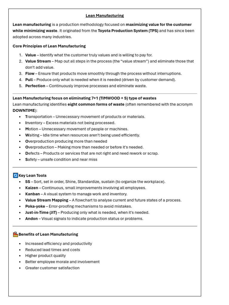 Lean Manufacturing | PDF | Lean Manufacturing | Economies
