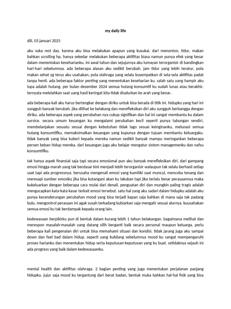 My Daily Life as a New Kristin | PDF