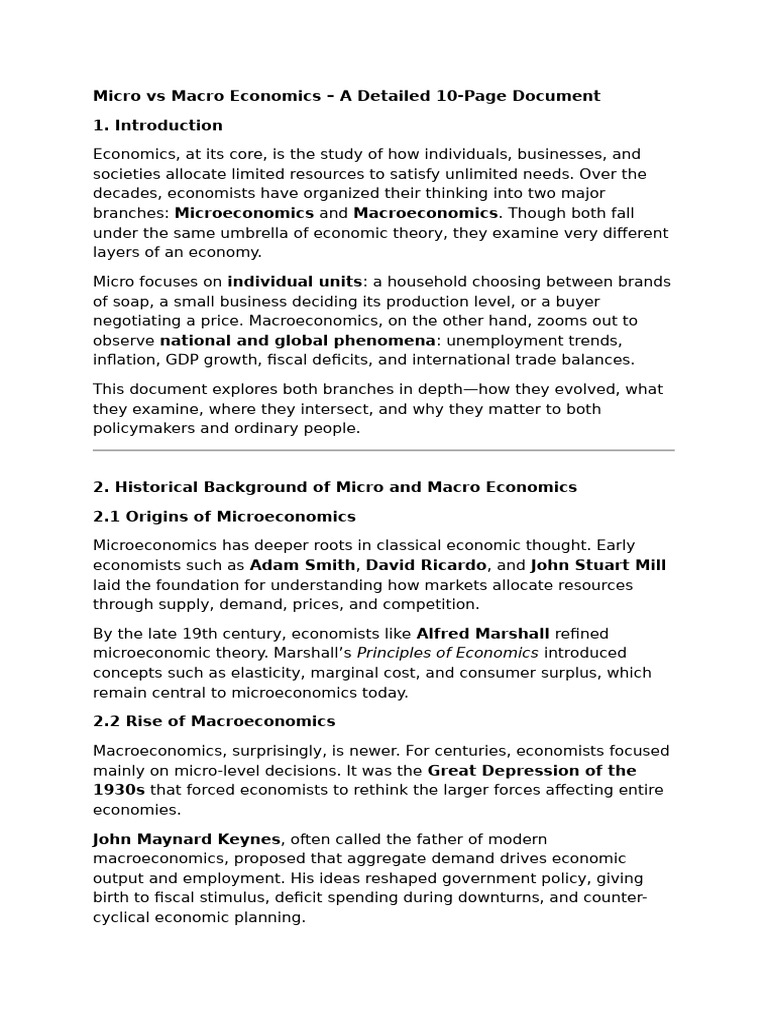 Micro Vs Macro Economics | PDF | Macroeconomics | Microeconomics