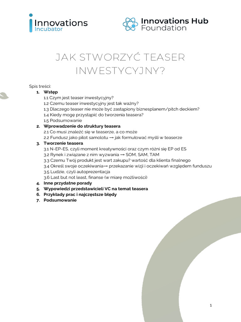 (PORADNIK) Teaser Inwestycyjny | PDF