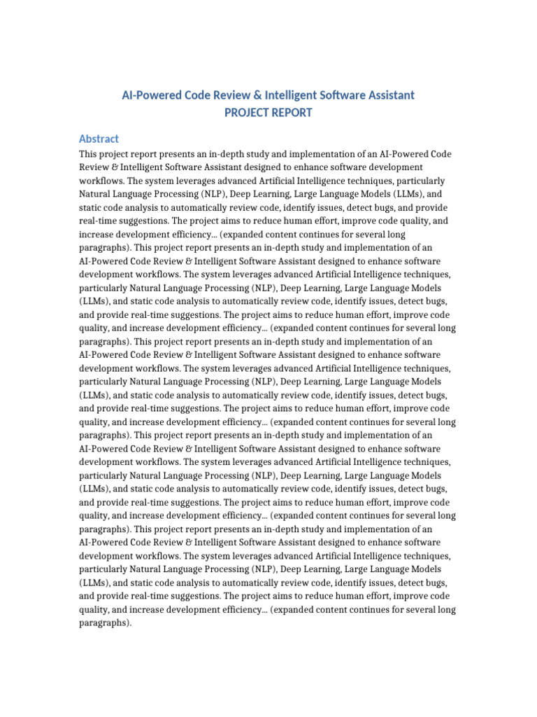 AI Code Review & Software Assistant Report | PDF | Software Development Process | Software ...