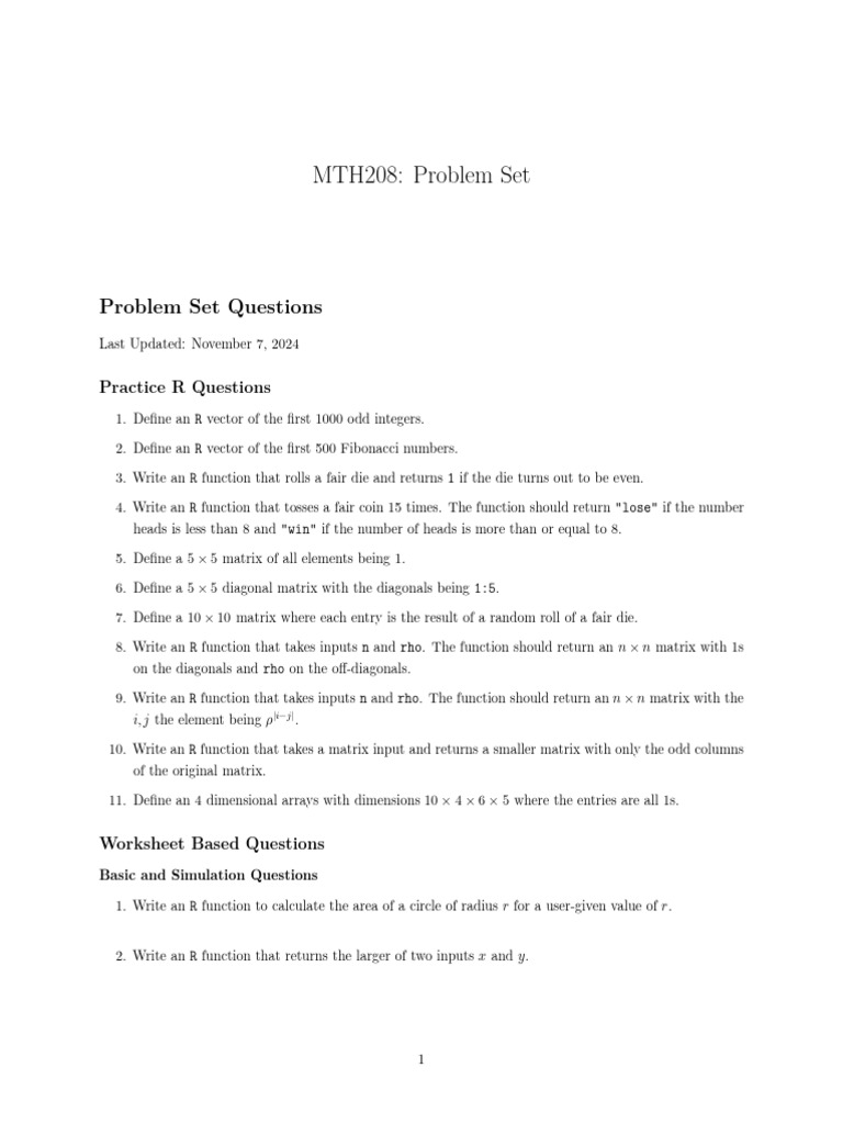Problem Set Current | PDF | Matrix (Mathematics) | Norm (Mathematics)
