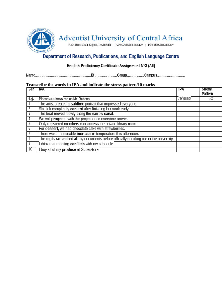 English Proficiency Certificate Assignment NÂ°3 November 2025 | PDF