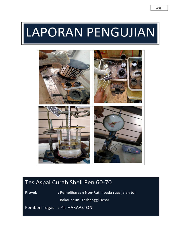 Laporan Uji Aspal Curah Shell Pen 60-70 | PDF