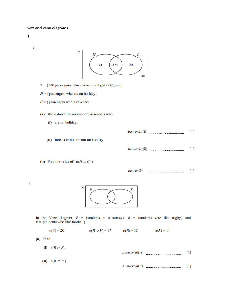 Sets and Venn Diagrams | PDF