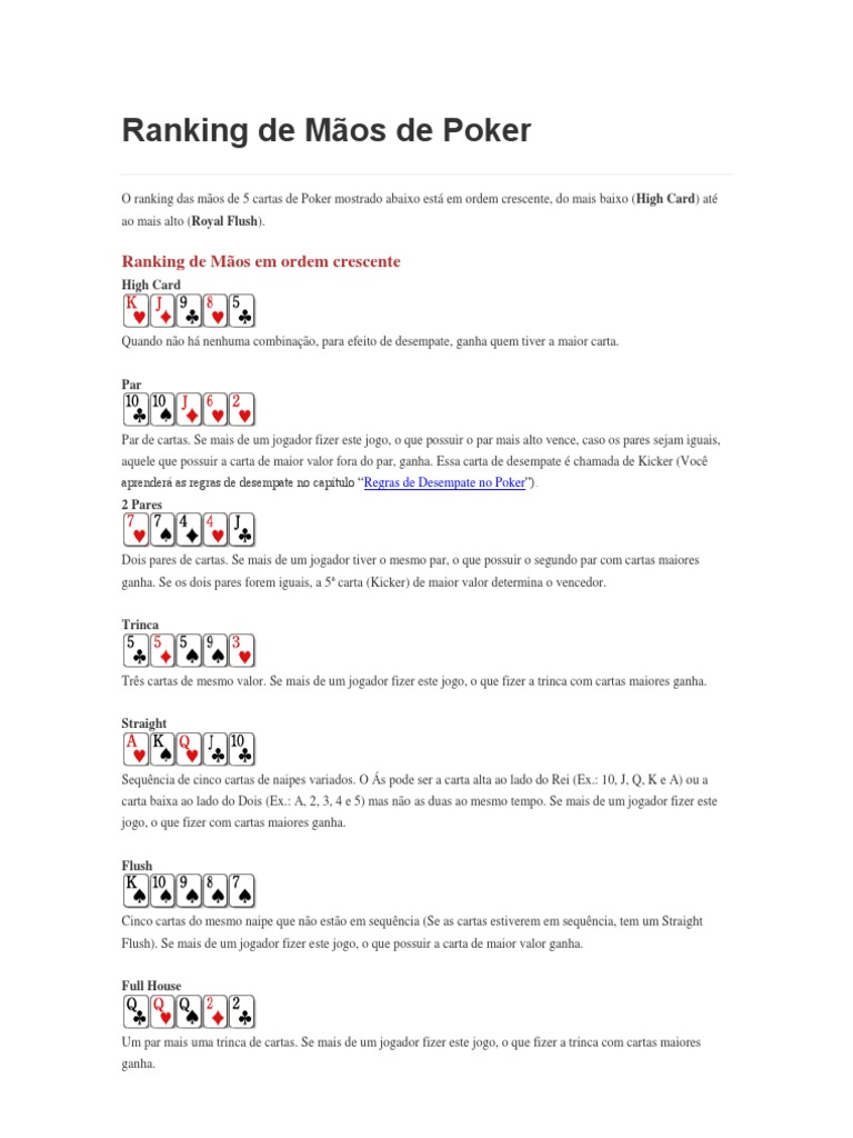 Regras de Poker | PDF | Pôquer | Texas Hold 'Em