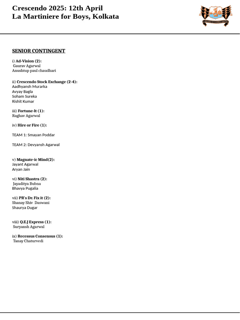 Crescendo 25 Team LMB | PDF