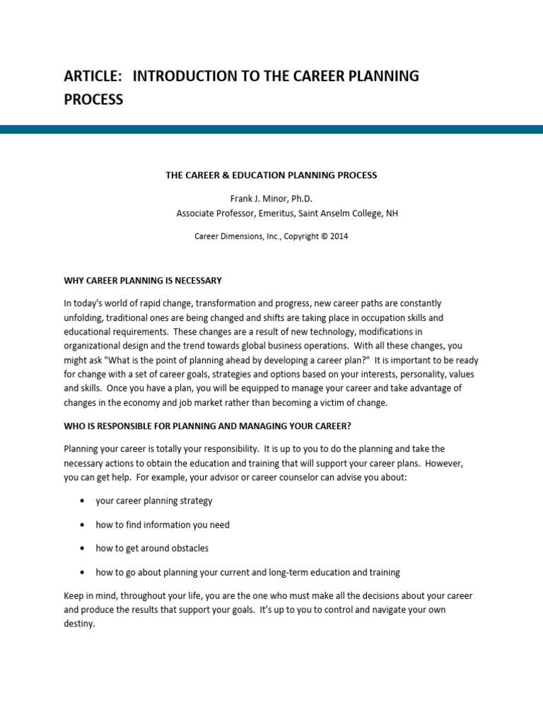 Career Planning A Comprehensive Guide Pdf Goal Cognition