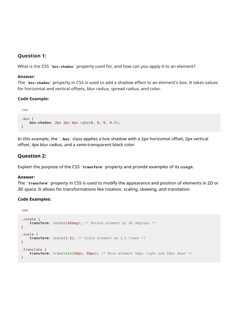 CSS Interview Questions and Answers | PDF | Responsive Web Design ...