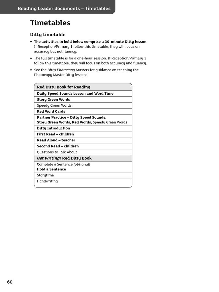 Reading Timetables for Phonics Lessons | PDF | Proofreading | Language ...