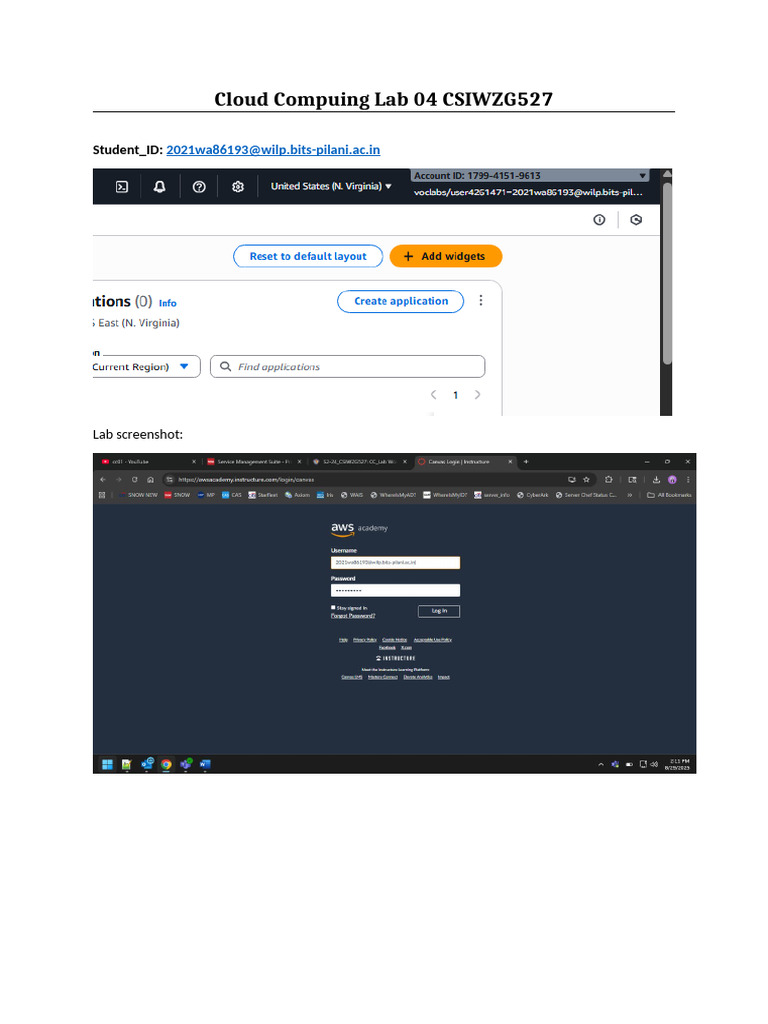 Cloud Compuing Lab 04 2021wa86193 | PDF