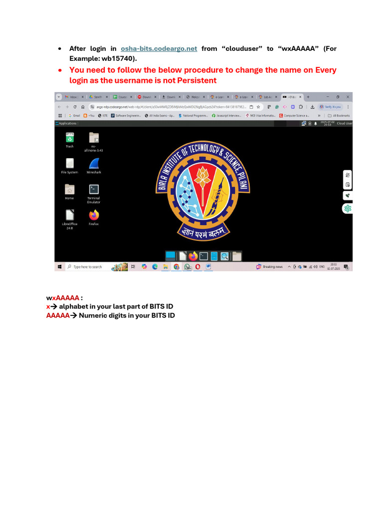 Change Username on OSHA-BITS Login | PDF