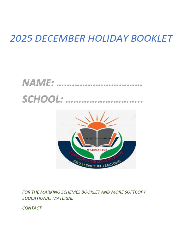 Grade 8 Dec Holiday Revision Booklet(1) | PDF | Lion | Meal