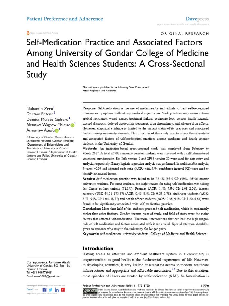 Ppa 274634 Self Medication Practice and Associated Factors Among Univer ...