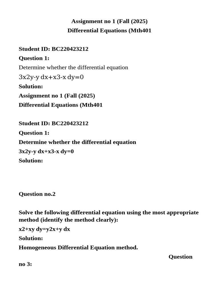 mth401 | PDF | Differential Equations | Equations