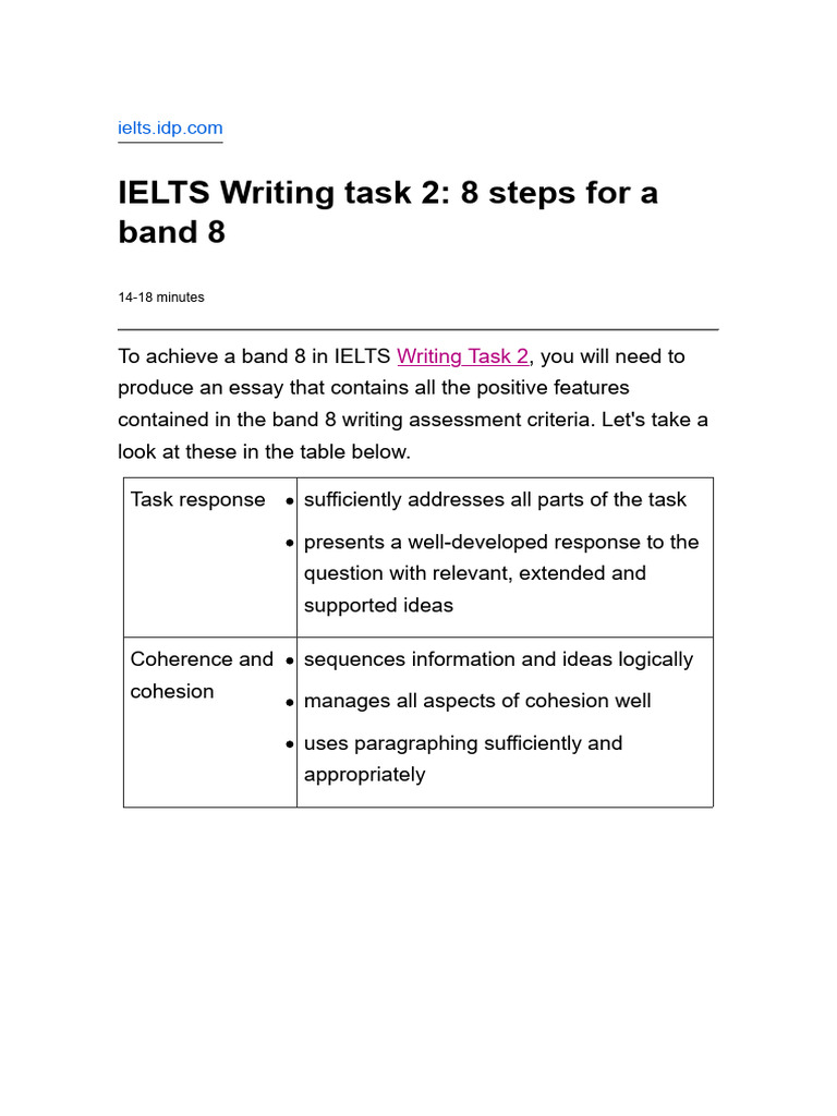 IELTS Writing Task 2 8 Steps for a Band 8 | PDF | Syntax | Linguistic ...