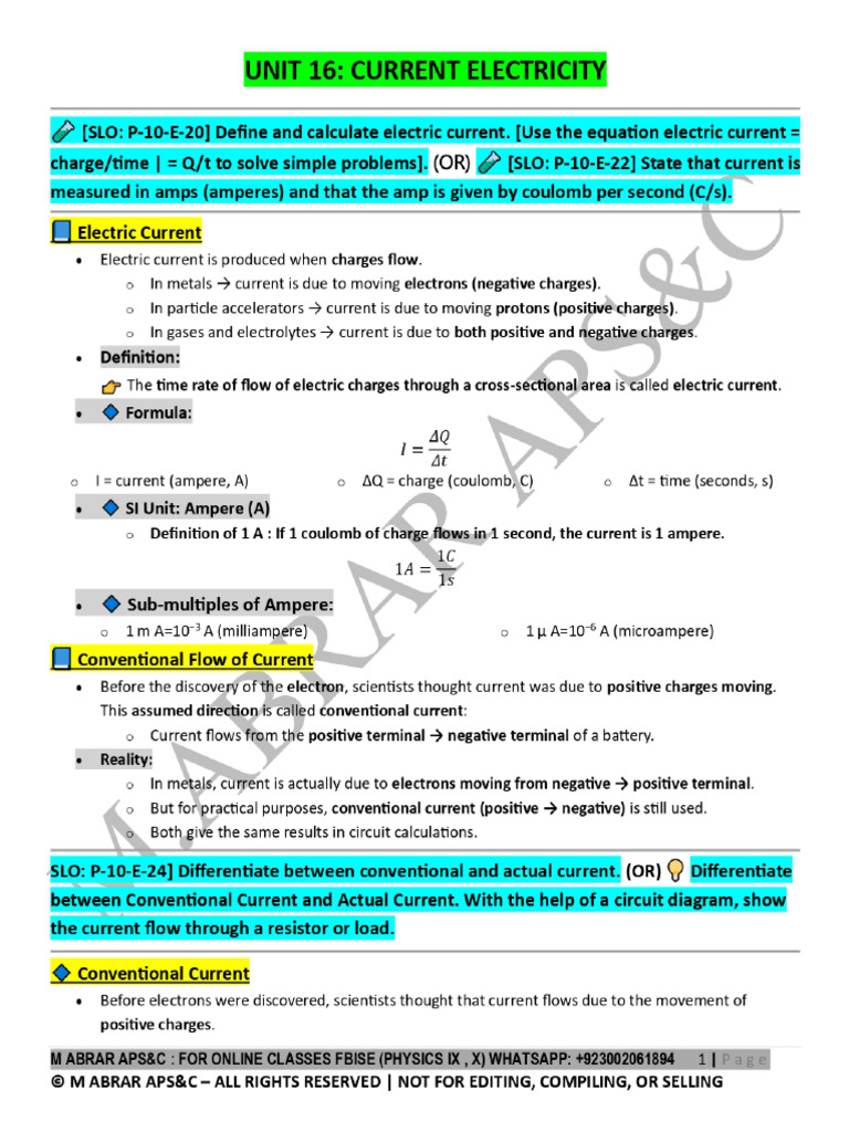 Unit 16 Easy Slo Notes by Sir M Abrar For Class 10th Fbise | PDF