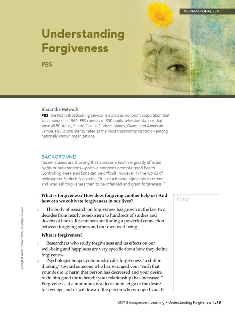 Understanding the Benefits of Forgiveness | PDF | Forgiveness | Psychology