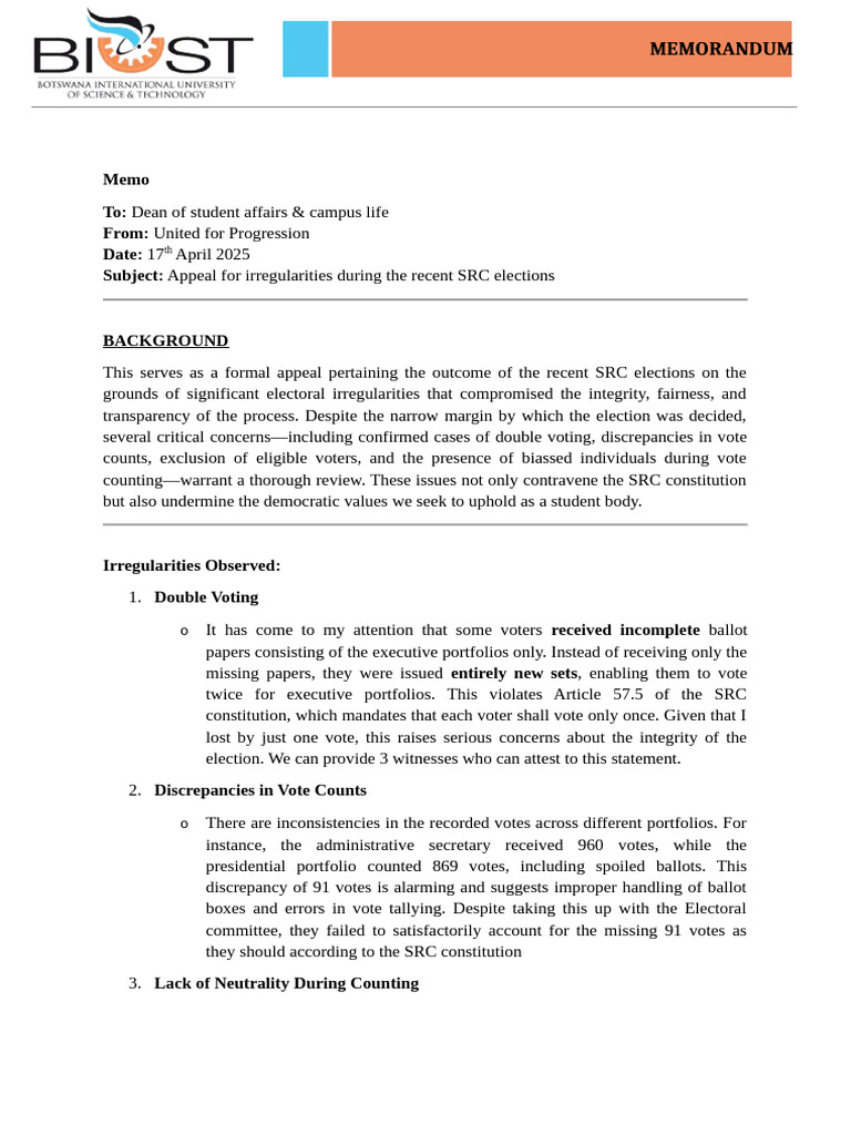 MEMO-PETITION | PDF | Elections | Voting